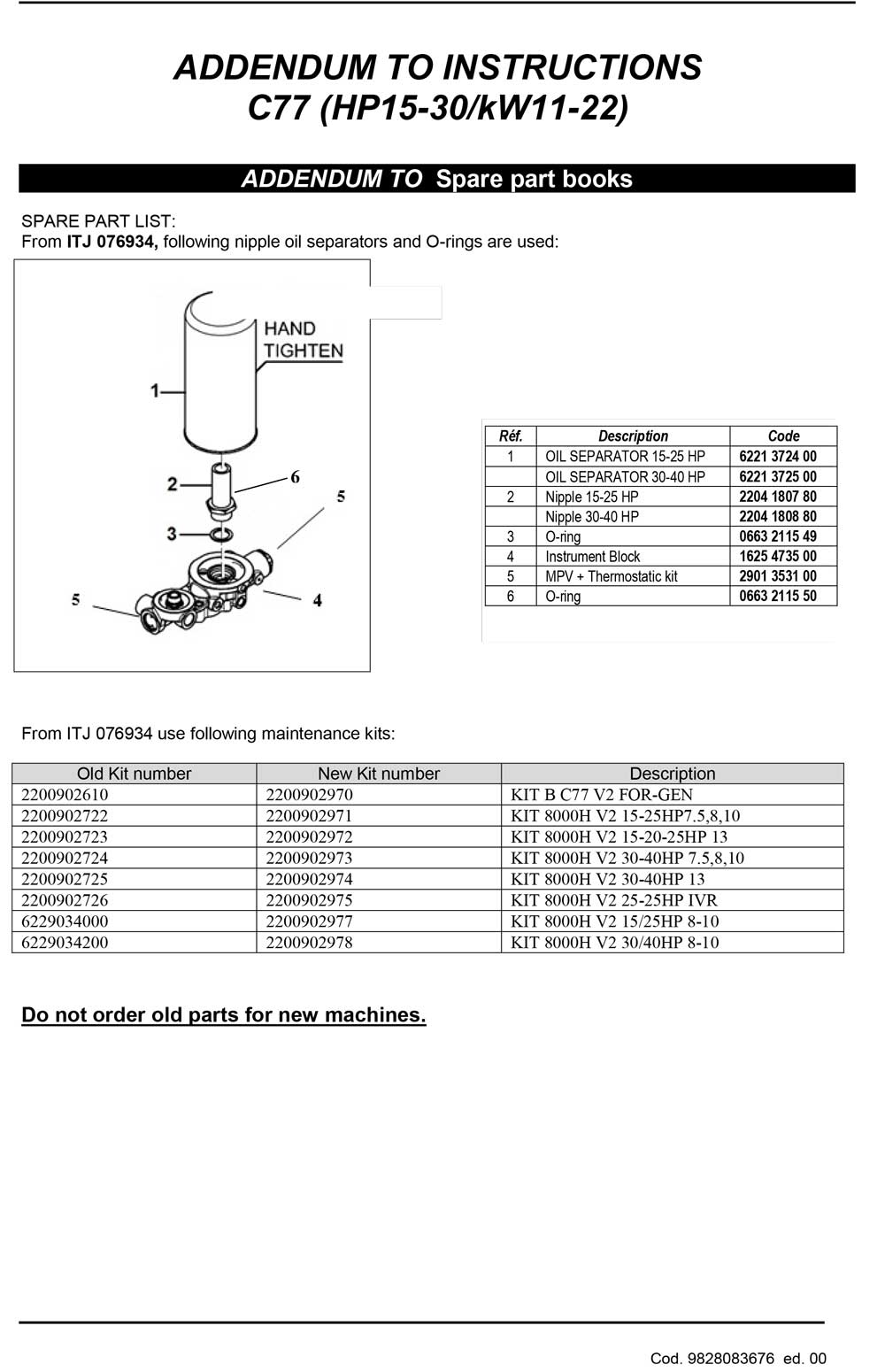 Chicago Pneumateic C77 Addendum - Compressor Now Repair Support